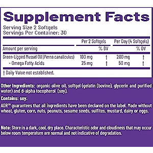 AOR, Green Lipped FFA, Natural supplement to support joint health, 30 Servings (60 Softgels)