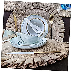 Cabilock 2pcs Braided Insulated Weave Style Woven Cotton Drinks Party Non- Dinner Placemat Decors Table for Rustic Non Coasters Adornments Wedding Placemats Dishes Retro Jute Dish Mats