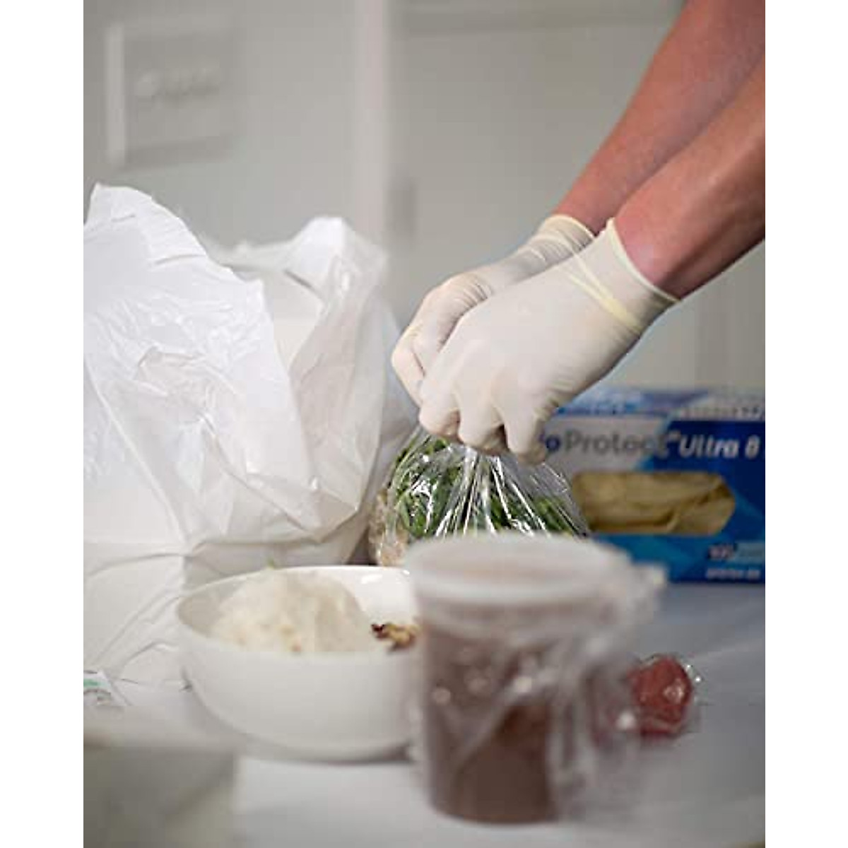 GripProtect Ultra 8 Mil Latex Exam Gloves, Disposable, Textured, Medical, Automotive, Janitorial, Home, EMS, Hospital, Law-Enforcement (Large 100)