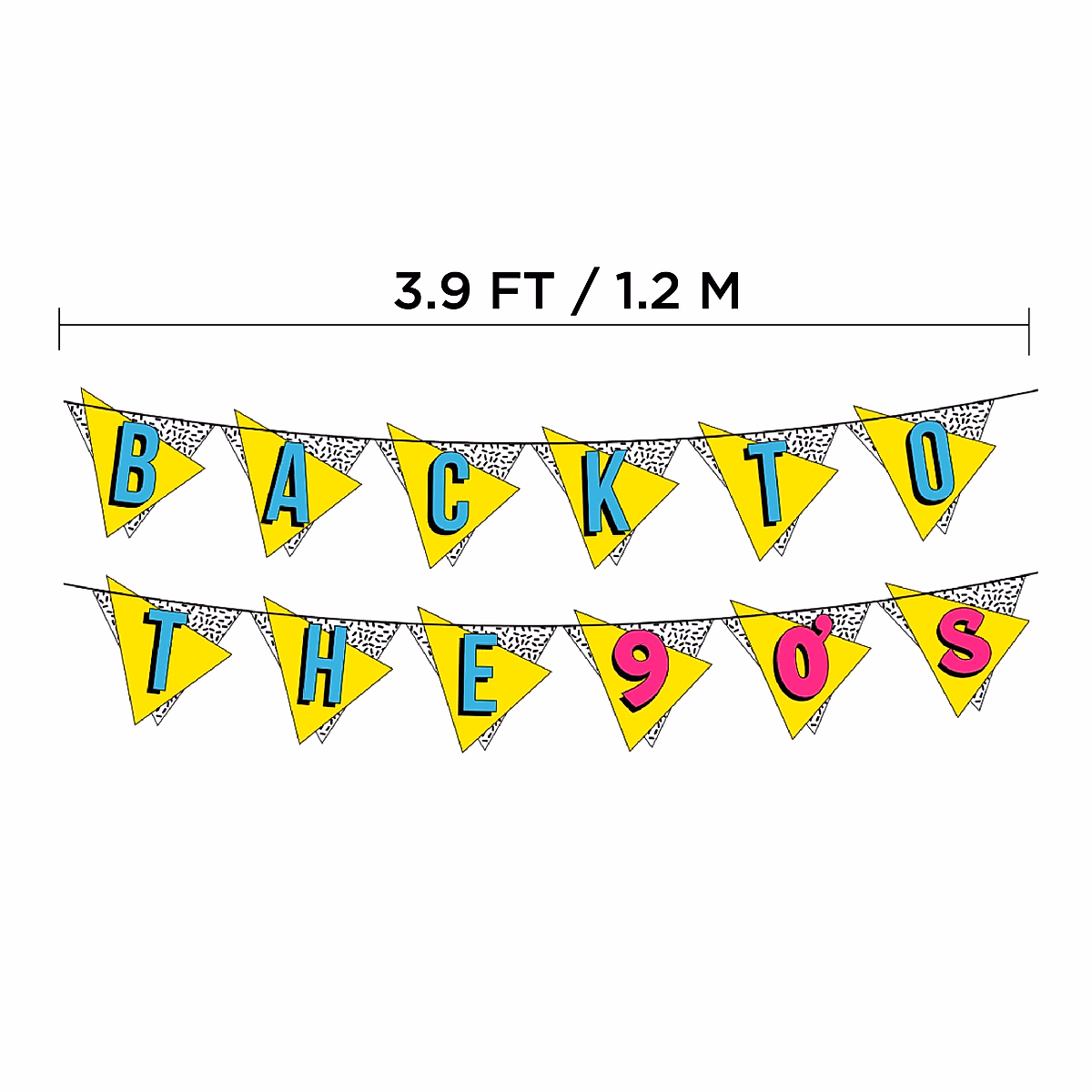 Back to The 90s Neon Banner - Funny Throwback 90's and 80's Theme Party Decoration, Favors & Supplies