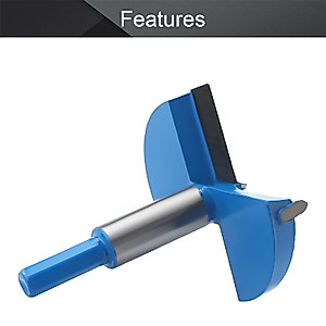 Auniwaig Forstner Drill Bits, 75mm Dia Wood Hole Saw, Auger Opener Cemented Carbide, 80mm Length Woodworking Hinge Hole Drilling Boring Bit Cutter, Hex Shank, Blue, 1 Pcs