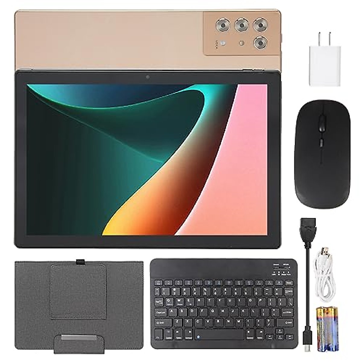 2 in 1 10 Inch Tablet for Android 12, 2.0Ghz 8 Core CPU, 8 + 256GB, 1960 x 1080 FHD HD Touch Screen, 2.4GHz and 5G WiFi, with Keyboard and Mouse, Bluetooth 5.0, 4G Calling (US