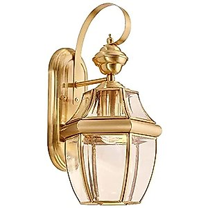 WANIYA1 American All-Copper Wall Lamp European Style Outdoor Waterproof Glass Wall Sconce Lighting Fixture Home Lighting Garage Porch Garden Wall Lights