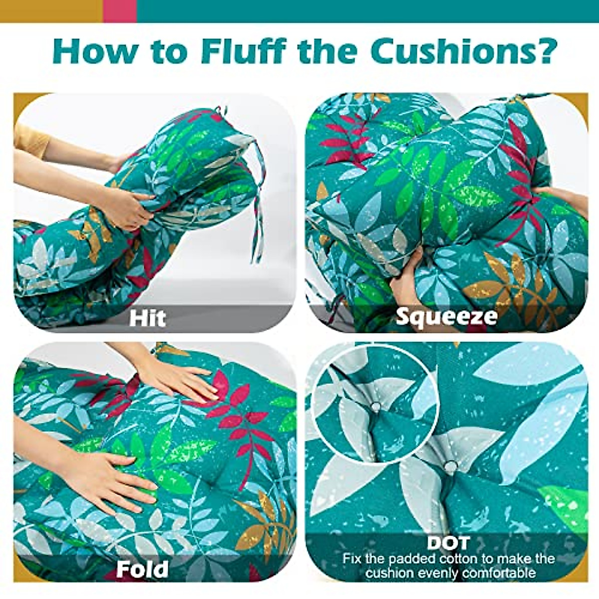 Rlosqvee Swing Cushions for Outdoor Furniture, Waterproof Outside Bench Cushion with Backrest, 2/3 Seater Pad for Patio Backyard Porch Garden (Green Flower, 60x40in)