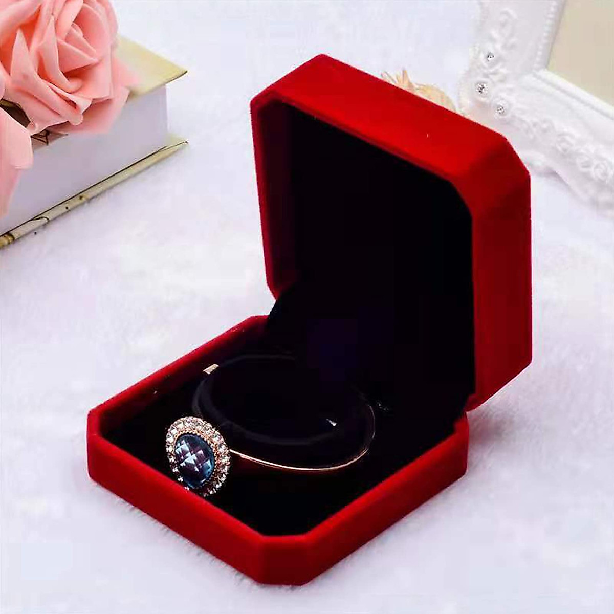 FAYADA Velvet Bangle Gift Box Red Bracelet Box Display Jewelry Box Jewelry Storage Case for Wedding, Proposal, Birthday and Anniversary