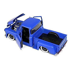 MiJo Exclusives Jada Toys 1:24 1955 Chevrolet Stepside Truck - Matte Blue - Just Trucks - 34295