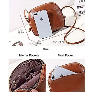 natyrlpog Crossbody Bag for Women Small, Cute Leather MINI Shoulder Purses, Fashion Messenger Phone Bag (brown)