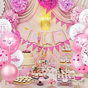 48 Pieces Pink White Confetti Latex Balloons 12 Inch Ballerina Birthday Party Decorations Ballet Balloons Ballerina for Birthday Engagement Wedding Baby Shower Bridal Shower Party Graduation Supplies