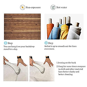 BINQOO 7x5ft Easter Wooden Backdrop Brown Wood Wall Happy Easter Retro Wood Floor Backdrop Photographic for Newborn Baby Kids Pet Food Baby Shower Wood Decor Background Photo Shoot Studio Props