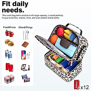 BALORAY Lunch Bag Women Men, Double Deck Lunch Box Insulated Lunch Bag for Adults Work Office Picnic, Leakproof Cooler Bag with Adjustable Shoulder Strap