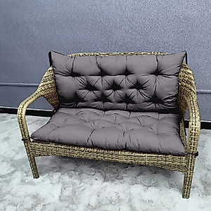 SEAHOME Waterproof Bench Cushion with Backrest, 2 or 3 Seat Swing Replacement Cushions Overstuffed for Garden Patio Furniture Loveseat Swing Outdoor Bench Cushions (59.1 * 39.4 * 3.94inch, Dark Gray)