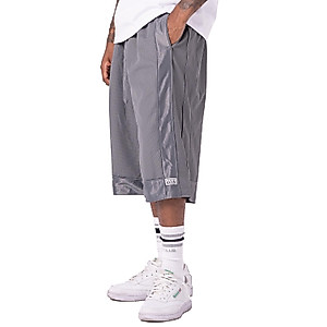 Pro Club Men's Heavyweight Mesh Basketball Shorts, Gray, Large