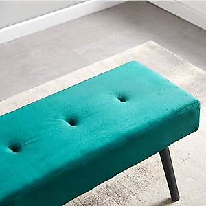 Homedot Bench for Entryway, Upholstered Dining Bench with No Arms Accent Bench Elegant Velvet Living Room Bench Tufted with Strong Metal Legs for Unisex