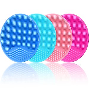 Face Scrubber, Facial Exfoliator, Face Scrub Brush, Soft Face Brush, Silicone Facial Cleansing Brush, Face Exfoliator Blackhead Acne Pore Cradle Cap Face Wash Brush for Deep Cleaning Skin Care 4 Pack