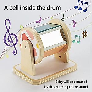 Twefex Montessori Spinning Drum, Montessori Toys for Babies 6-12 Months, Montisory Baby Toys for 1 Year Old Infant, Wooden Toys for Baby