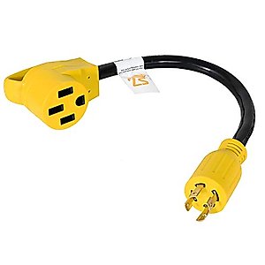 S7 50 to 30 Amp RV Adapter,1.8FT 4 Prong 30 Amp to 50 Amp RV/EV Adapter Cord, L14-30P Locking Male Plug to 14-50R Female
