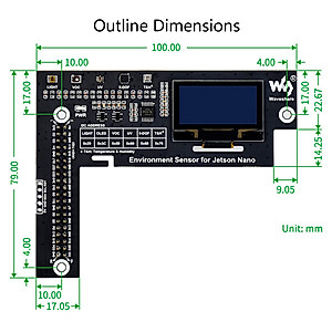 Bicool Environment Sensor Module for Jetson Nano Developer Kit B01-4GB and Jetson Nano 2GB, Collect Temperature Humidity IR ray Data,etc. I2C Bus,1.3inch OLED Display for Reading Data in Real Time