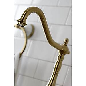 Kingston Brass KS7757TALBS Tudor Bridge Kitchen Faucet, Brushed Brass