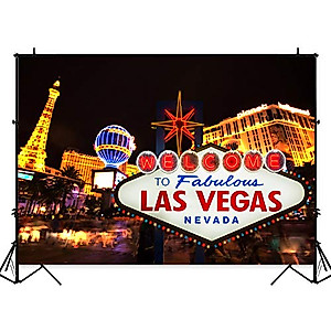 Art Studio 7x5ft Welcome to Las Vegas Photography Backdrop City Billboard Banner Casino Night Scenery Party Decorations Photo Background Vinyl Studio Booth Props
