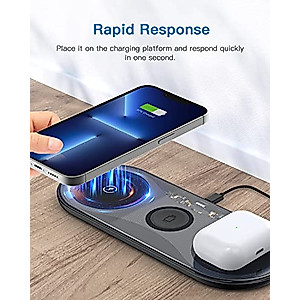 Wireless Charging Pad,TELSOR Portable 3 in 1 Wireless Charger Station for Multiple Devices,Ultra-Slim Travel Charging Pad for Apple Watch 7/6/5/4/3/2,iPhone 14 13 12 Pro& AirPods 3/2/Pro