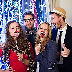 20Pcs Party Photo Booth Props,Fun Lips Mouth Photobooth Props Handheld Party Selfie Photo Props for Kids Women, Birthday Weddings Graduation Party Supplies Photo Prop