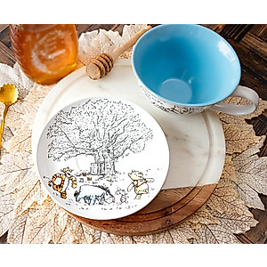 Silver Buffalo Disney Winnie the Pooh Walking Classic Scene Ceramic Teacup and Saucer, 12 Ounces