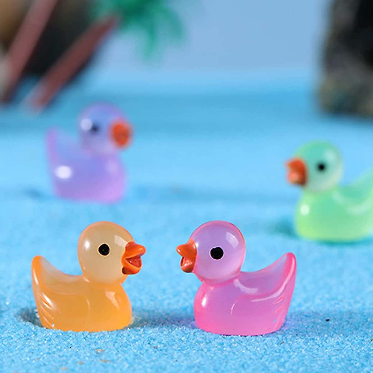 10Pcs Blue Miniature Duck Miniature Animal Figures, Lovely Ornaments, Ornament for Present for Home Decoration