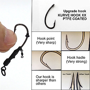 XIAOSAKU Fish Hooks 4 PCS Carp Fishing Hair Rigs Tied Rig Carp Fishing Hook Fishing Tackle Accessories Fish Hook Set (Color : Ring Swivel Size 6)