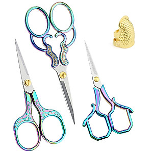 BUTUZE Embroidery Scissors Kit, 3 Style European Style Stainless Steel Scissor, Vintage Sewing Tools Set with Embroidery Scissors, Tassel, Thimble, Antique Sewing Scissors for Embroidery, Sewing Craft