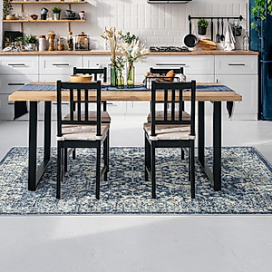 LUXE WEAVERS Euston Collection 8060 Blue 8x10 Modern Oriental Area Rug