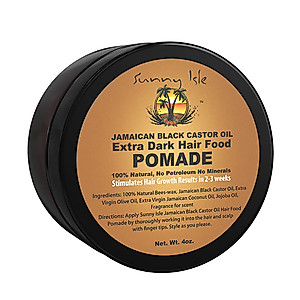 Sunny Isle Extra Dark Jamaican Black Castor Oil Hair Food Pomade, 4 oz | For Dry Scalp, Hair Breakage, Split Ends, Frizz Control & Dandruff