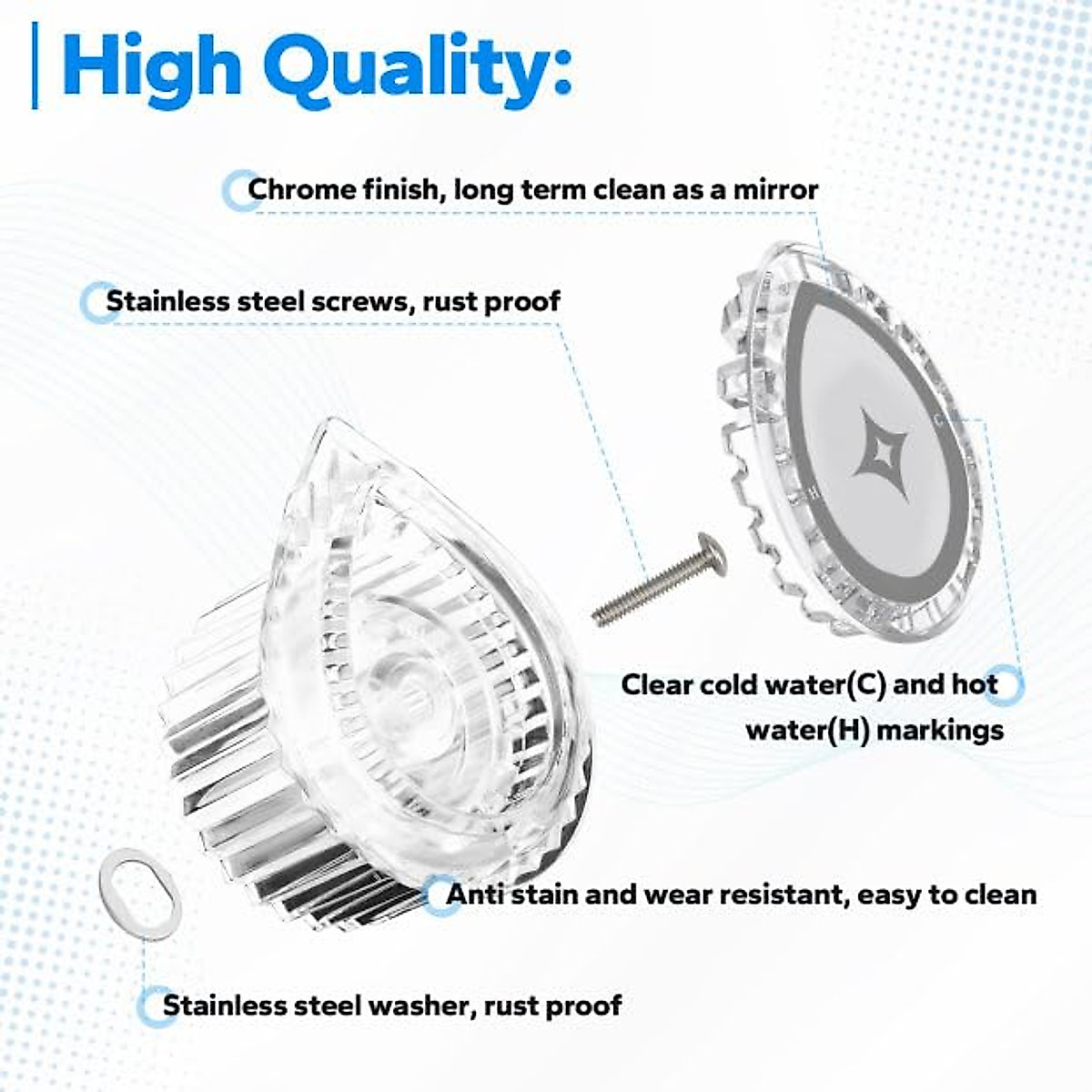 Shower Handle Replacement Knob 100710 for Moen Posi-Temp One-Handle Tub and Shower Faucet, Shower Replacement Parts White Faucet Handles and Chrome Knob Insert