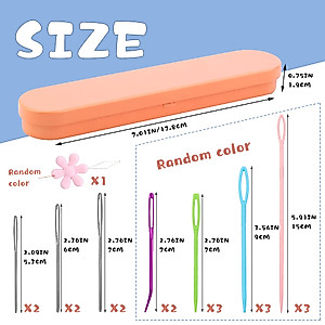Plastic Large Eye Sewing Needles, Large-Eye Blunt Needles, Bent Tapestry Needles, Yarn Needles Crafting Knitting Stringing Needles with Storage Box and Needle Threader for Knitting Crochet