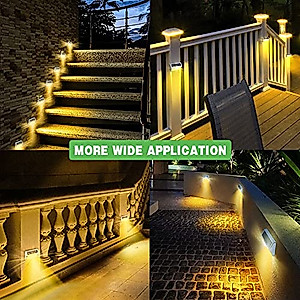 DBF 30 LED Solar Step Lights Outdoor【6 Pack-Warm White】 Stainless Steel Bright Solar Deck Lights Waterproof Solar Stair Lights with Auto On/Off Solar Lights for Decks Steps Fence Patio Yard Pathway