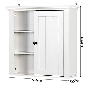 Huedimboene Bathroom Cabinet Wall Mounted, 21" White Bathroom Cabinet Over Toilet, Bathroom Wall Cabinet, Wooden Medicine Cabinet, Bathroom Storage Cabinet, Side Cabinet Kitchen Cupboard Organizer