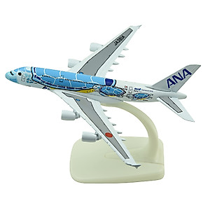 TANG DYNASTY(TM) 1:500 15cm A380 ANA Sea Turtle Metal Airplane Model Plane Toy Plane Model (Blue)