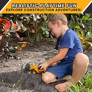 Top Race Diecast Heavy Metal Construction Toys Front Loader Excavator Toy for Kids - 1:40 Scale Model with Realistic Design - Durable Metal Build for Sand, Park, or Indoor Play