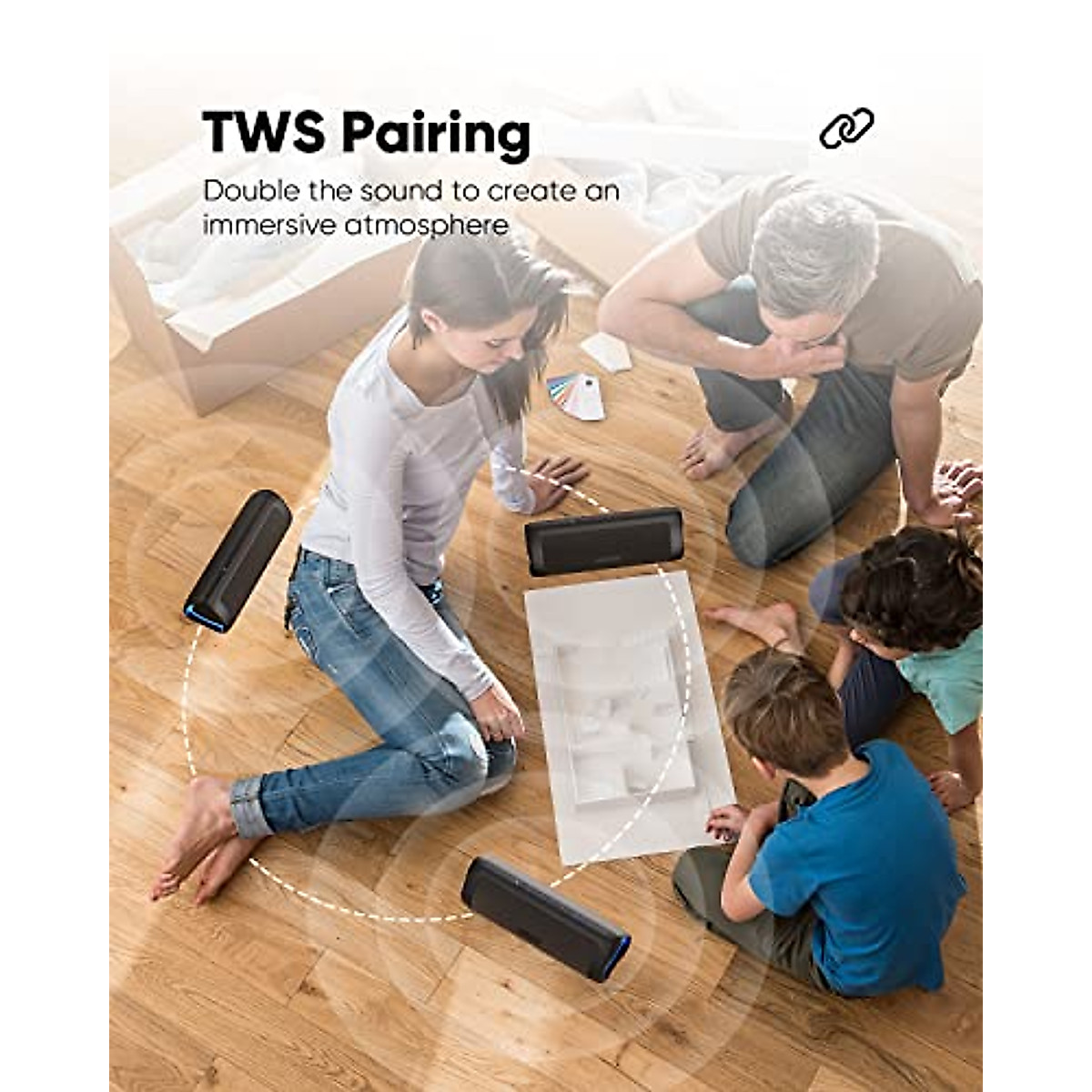 Bluetooth Speaker, IPX5 Waterproof Speaker with HD Sound, Up to 24H Playtime, TWS Pairing, BT5.3, Portable Wireless Speakers for Home/Party/Outdoor/Beach, Electronic Gadgets, Birthday Gift (Black)