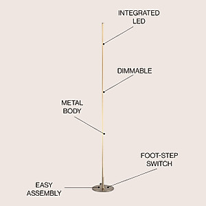 JONATHAN Y JYL7007B Iris 59.5" Integrated Dimmable LED Floor Lamp Modern Standing Lamp Contemporary for Bedrooms, Living Room, Office, Reading, Gold