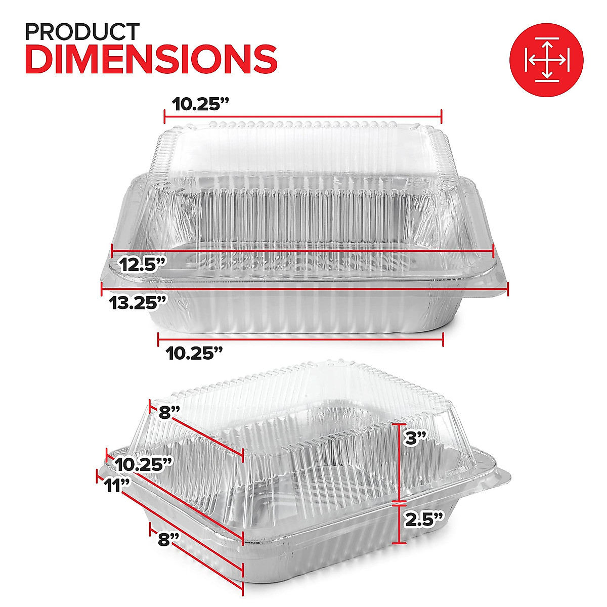 Stock Your Home 9x13 Disposable Baking Pan with Lid (10 Pack) Heavy Duty Aluminum Cake Pans with Lids, Clear Plastic Cover, Food Container for Lasagna, Casserole, Brownie, Rectangular Sheet Tray