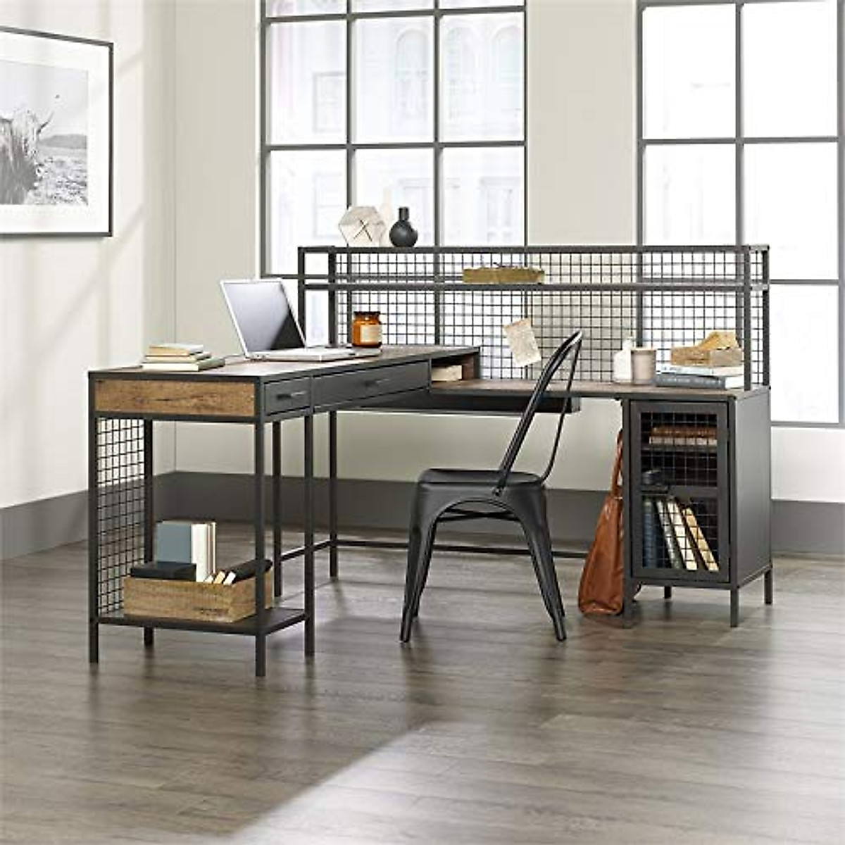 Sauder Boulevard Café L-Shaped Desk, Vintage Oak finish