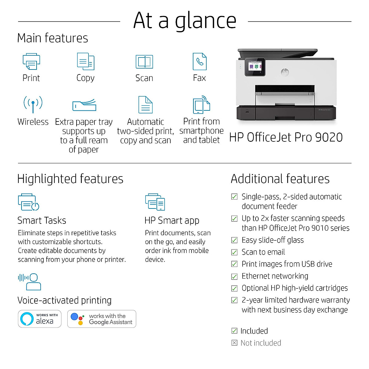 HP Officejet Pro 9020 All-in-One Colour Inkjet Printer 1MR78A USB Wireless (Renewed)