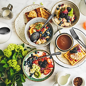 Stainless Steel Serving Spoon x 2, Slotted Serving Spoon x 2, Serving Forks x 2, 8.5 Inch Serving Utensils Set of 6 for Catering, Dishwasher safe (Silver)