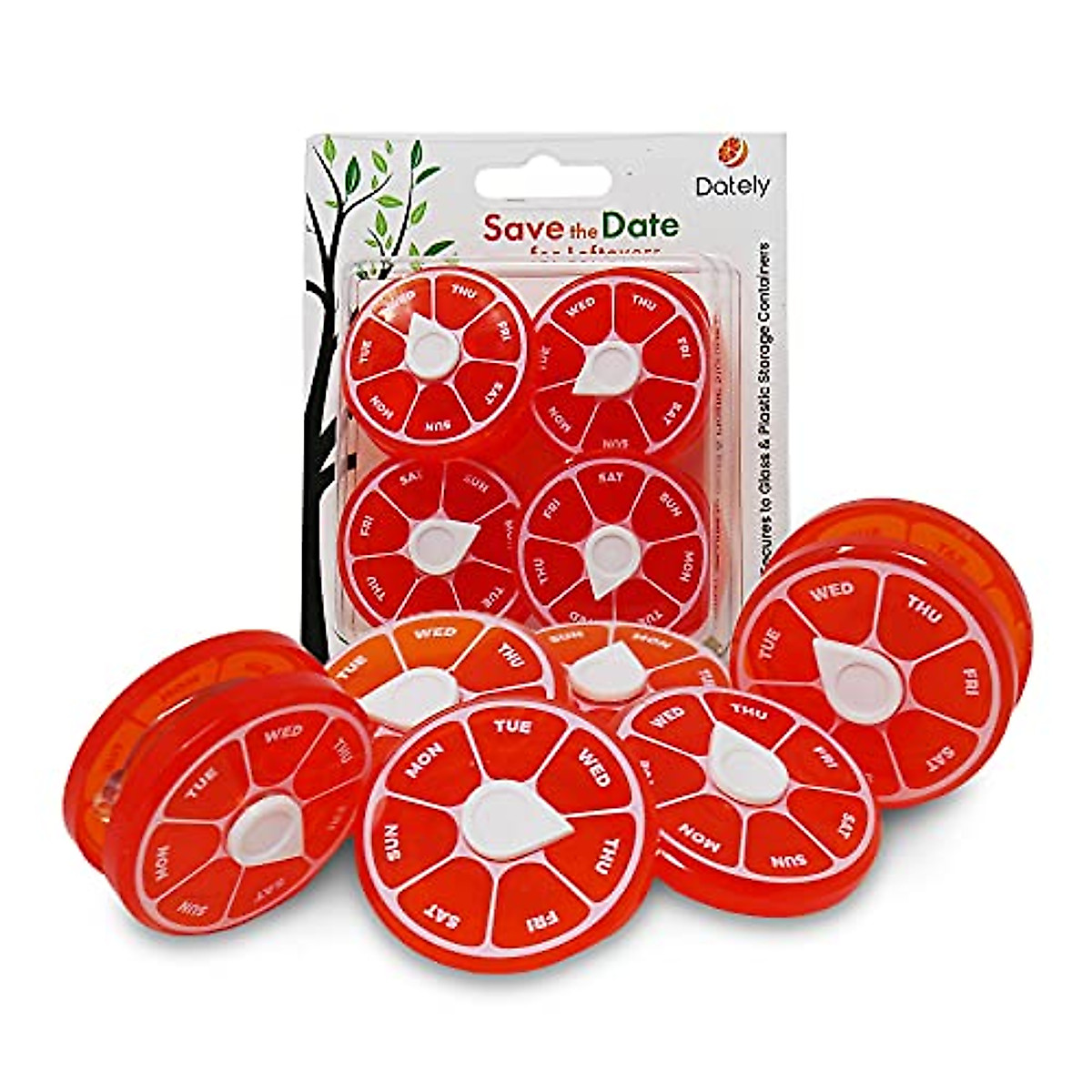 Dately Food Storage Planner | Save the Date for Leftovers | Meal Prep Planning Indicator for Kitchen Food Containers, Snacks and Food Freshness, 8 PK