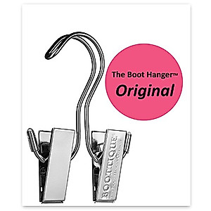 Boottique Boot Organizer: The Boot Rack - Fits in Most Closets- Hangs, Holds, Shapes, & Protects every size and style of Boots (The Boot Rack with 6 Original Silver Hangers)