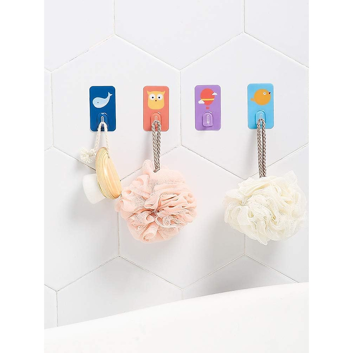 MOVALUE Kids Wall Hooks - Adhesive Wall Hanging Hooks for Kids - Cute Wall Animal Hooks - Towel Hook Child - Childrens Hangers for Bedroom, Bathroom or Nursery, 8 Pack