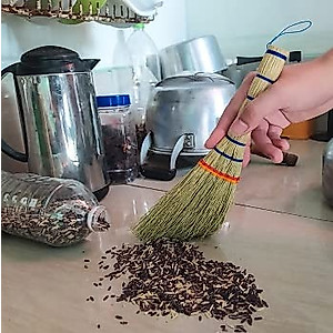 Small Corn Wisk Brush Broom 11 Inch Flagged Indoor Heavy Duty Multi Surface Hard & Soft Floor Home Office Cleaning Tool Supplies 100% Handmade for Household Sweeping Indoor Outdoor (Random 2)