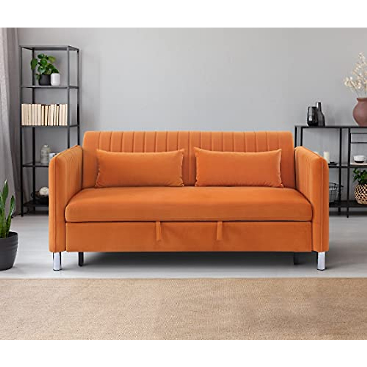 Lexicon Greyford Convertible Studio Sofa with Pull-Out Bed, Orange