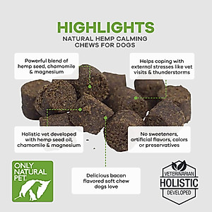 Only Natural Pet - Natural Hemp Soft Chew Bites for Dog Stress & Anxiety Relief - L-Theanine, Chamomile & Lemon Balm - Hemp Oil Calming Chews for Dogs - 120 Count