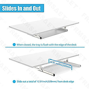 FRMSAET Under Desk Keyboard Tray Heavy-Duty All-Metal Material 20/24/30 inches Platform Computer Drawer Organizer Home Office Kitchen Bedroom Garage Storage Tool - Easy to Install.(24 inches, White)